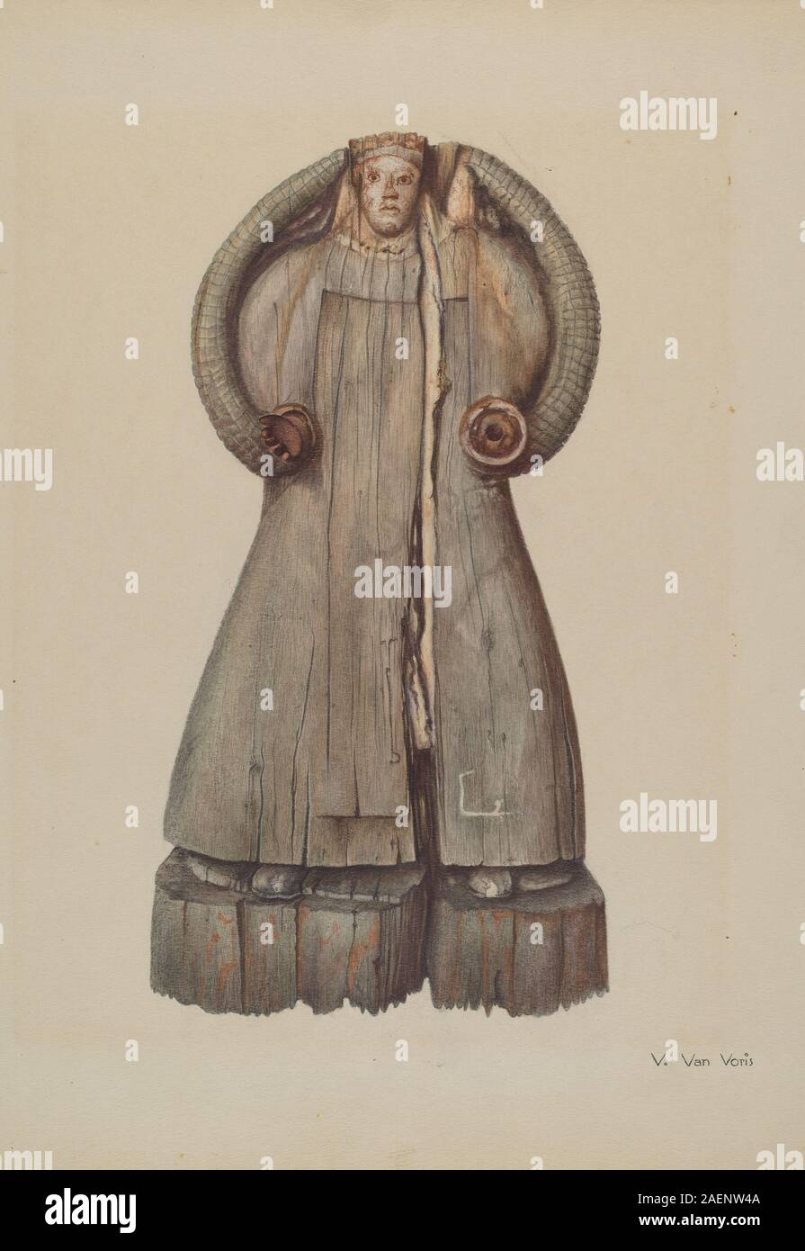 Vera Van Voris, Carved Statue of the Virgin Mary, c 1939, Carved Statue ...