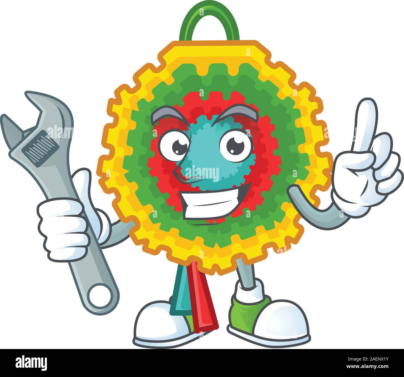 Professional Mechanic pinata mascot cartoon character style Stock ...