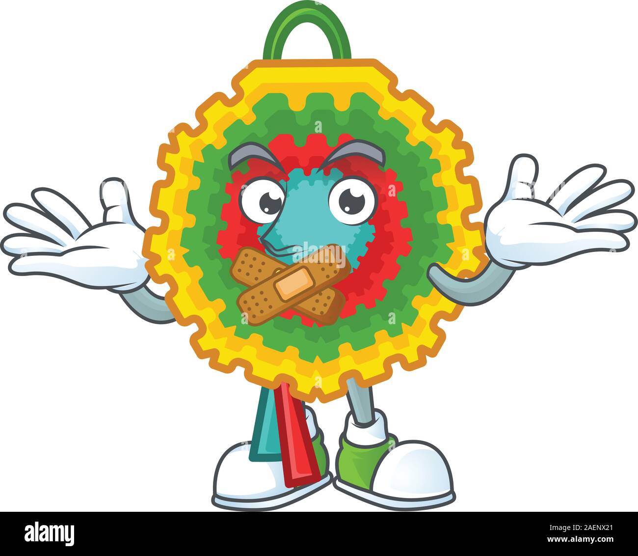 Pinata mascot cartoon character style making silent gesture Stock ...
