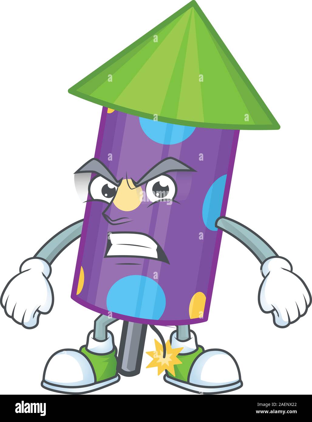 Dot fireworks rocket cartoon character style with angry face Stock ...