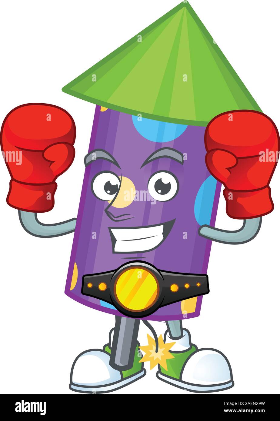 Funny Boxing dot fireworks rocket cartoon character style Stock Vector ...