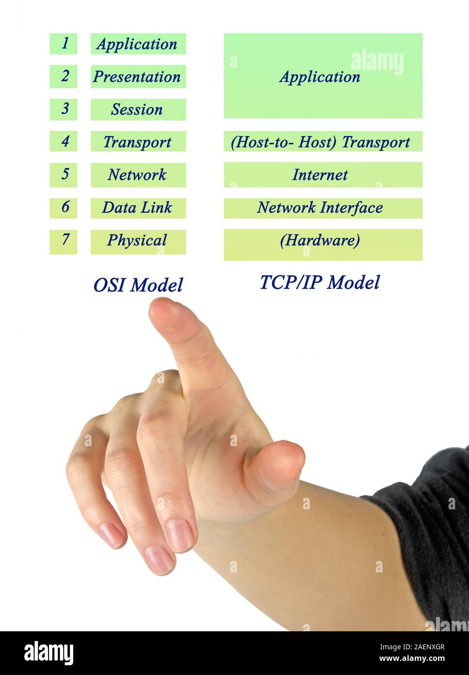 OSI Reference Model and TCP/IP Model Layers Stock Photo - Alamy