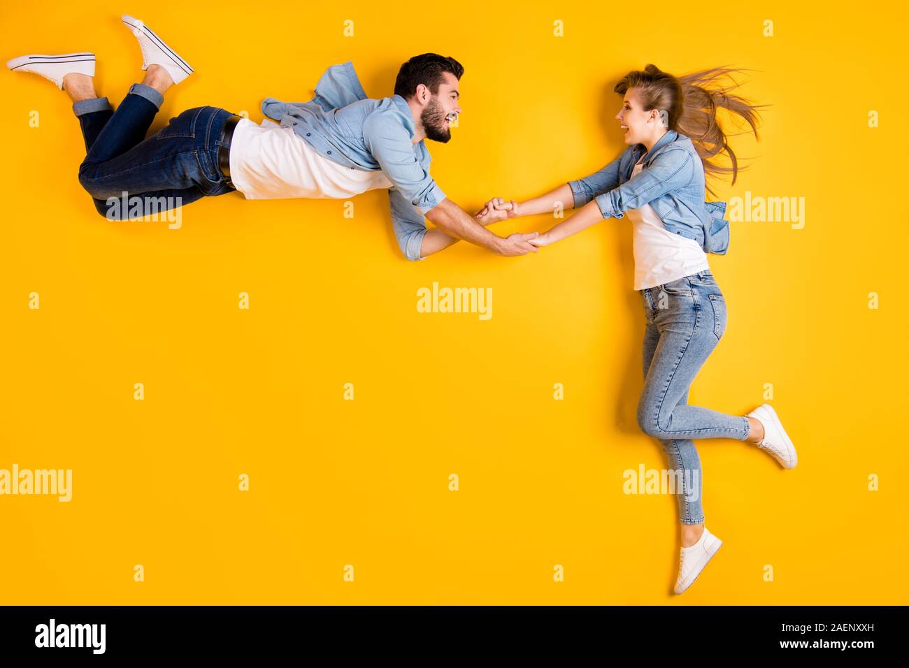 Top view above high angle flat lay flatlay lie full length body size ...