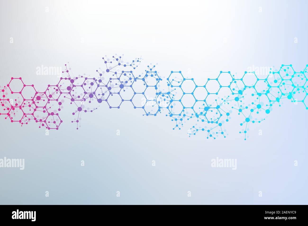 Science network pattern, connecting lines and dots. Technology hexagons ...