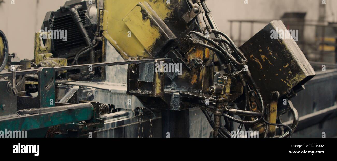 Industrial operating automated machine line for cutting metal profiles ...