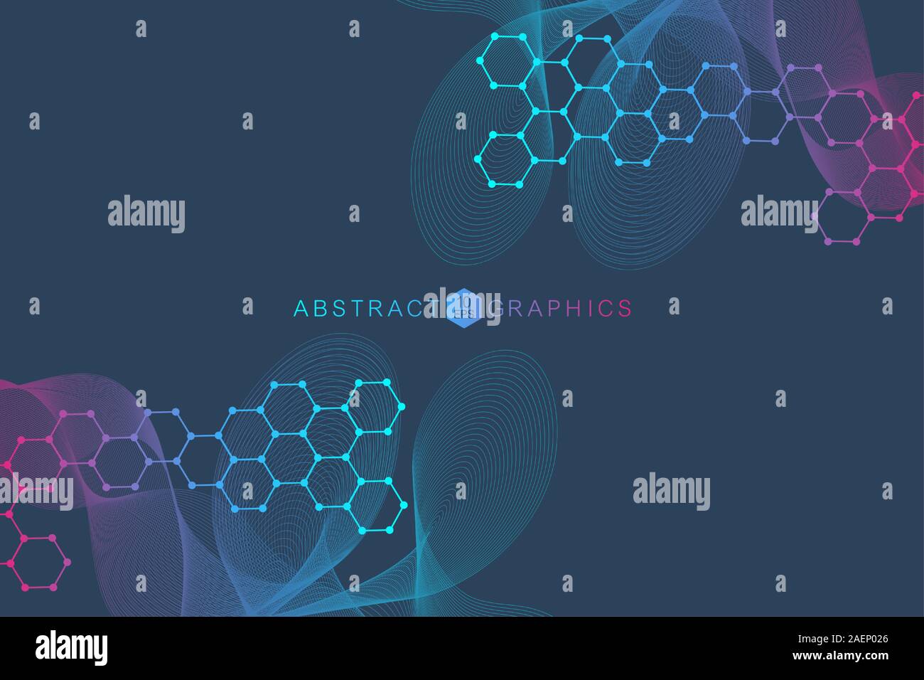 Science network pattern, connecting lines and dots. Technology hexagons ...