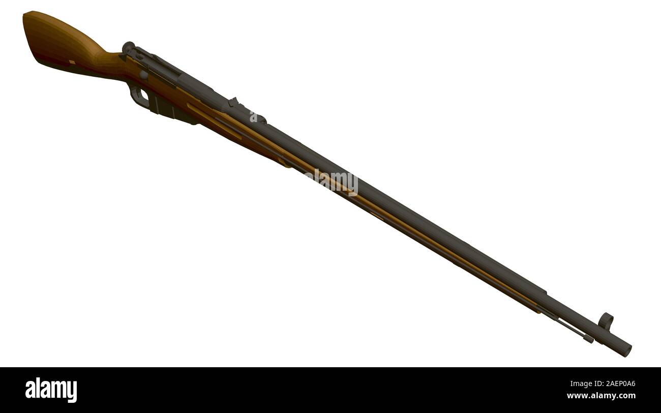 Realistic detailed rifle. Perspective view. Antique brown rifle. 3D ...