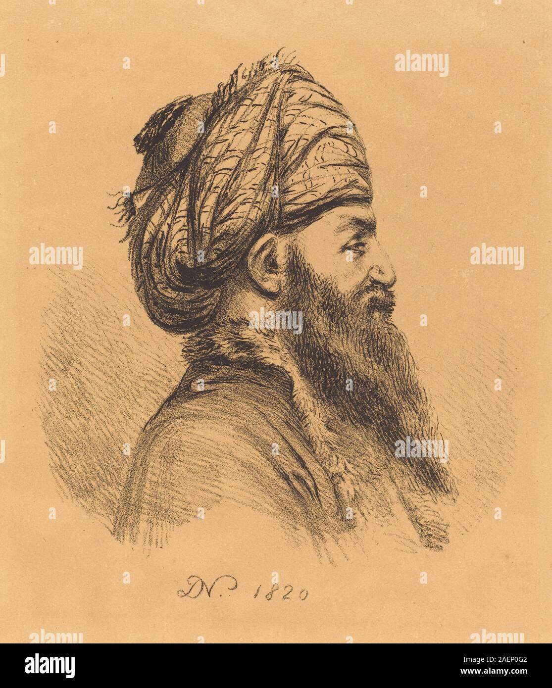 Profile Head of Oriental in Turban by Vivant Denon, 1820, shows a ...