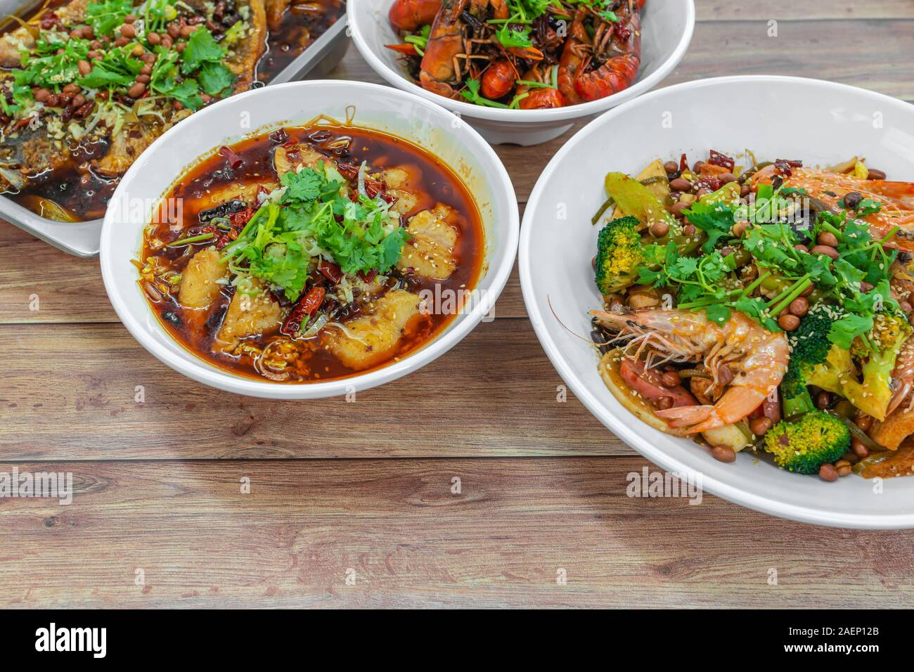 Assorted traditional dishes such as Fragrant Hotpot, Spicy boiled fish ...