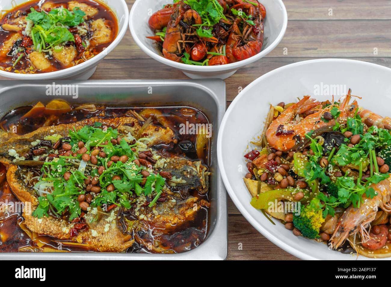 Assorted traditional dishes such as Fragrant Hotpot, Spicy boiled fish ...