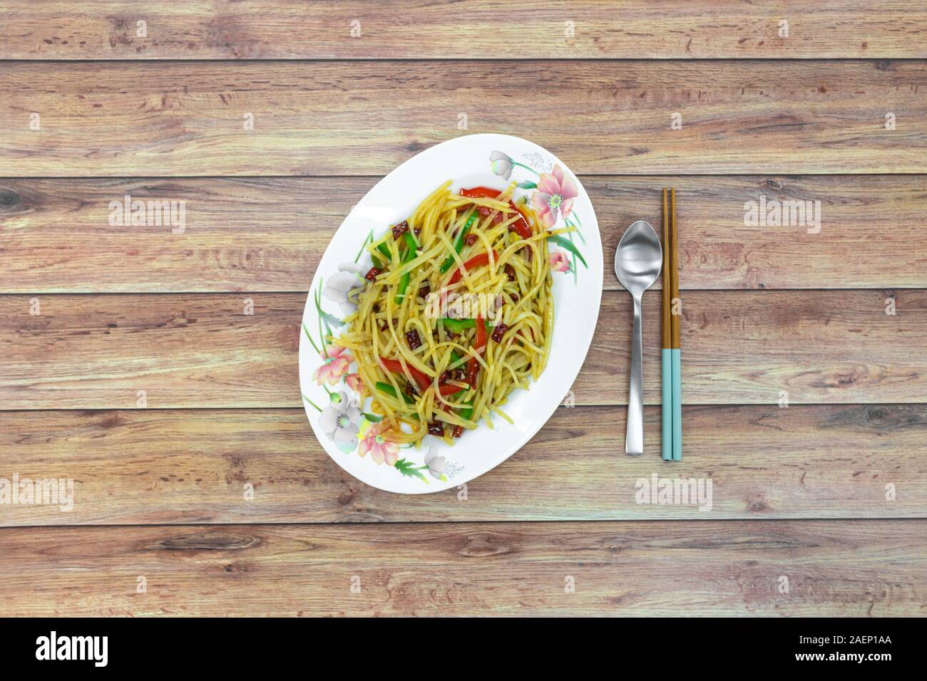 Flat lay traditional China Sichuan Chinese home cooking : Stir-fried ...