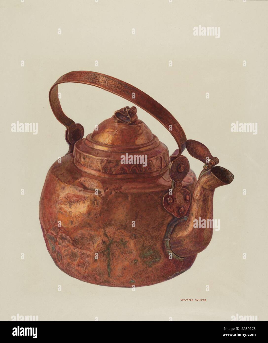 Wayne White, Copper Tea Kettle, c 1940, Copper Tea Kettle; c. 1940 ...