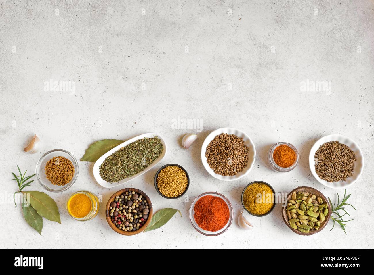 Various Spices Set on white background. Assortment, set of spices and ...