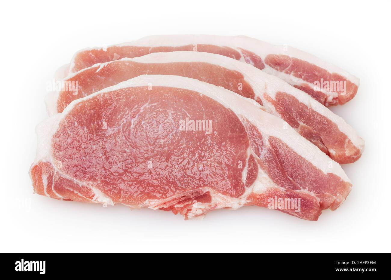 Raw pork meat isolated on white background with clipping path Stock ...