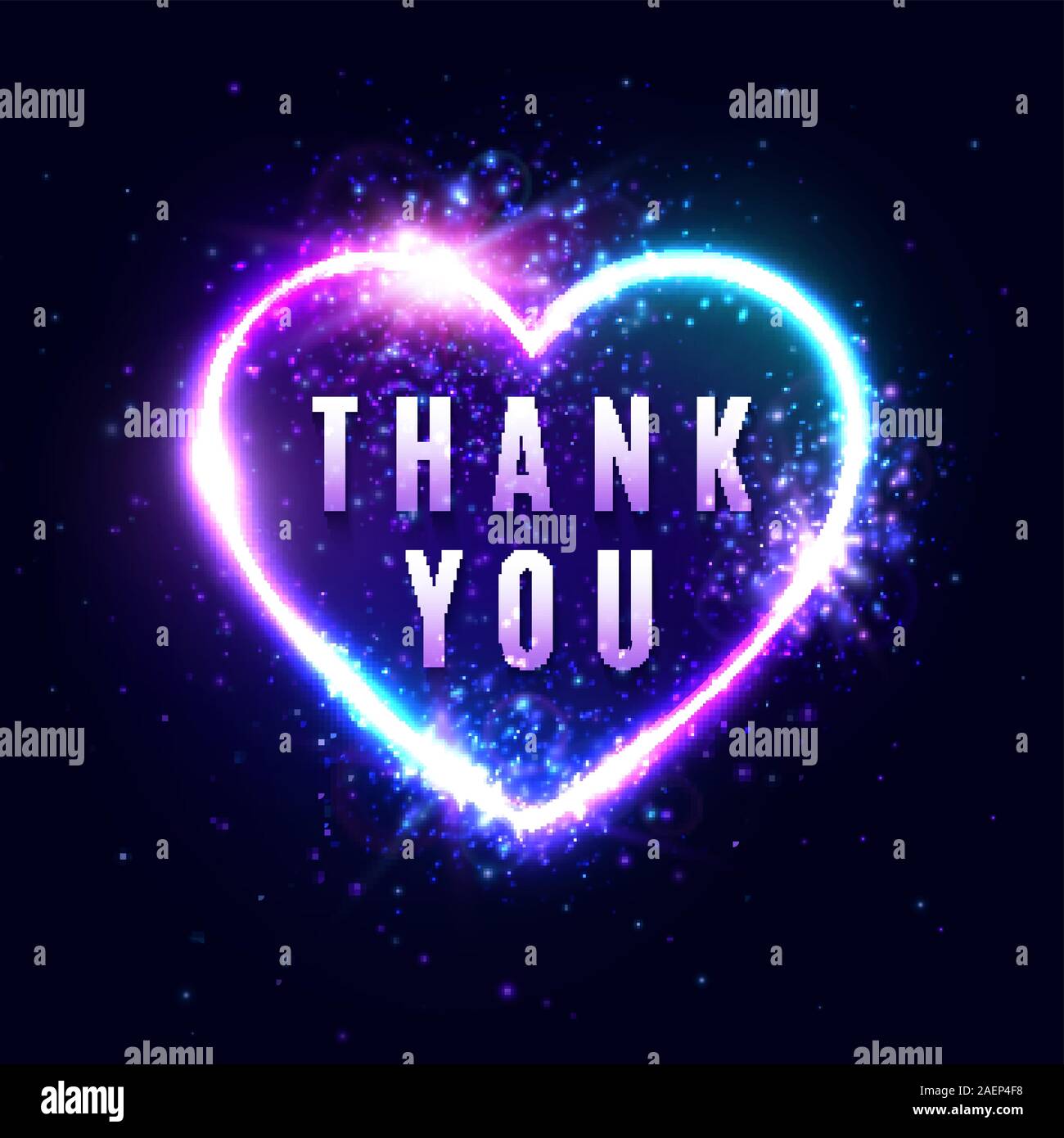 Neon light Thank You sign on dark blue background. Realistic glowing 3d ...