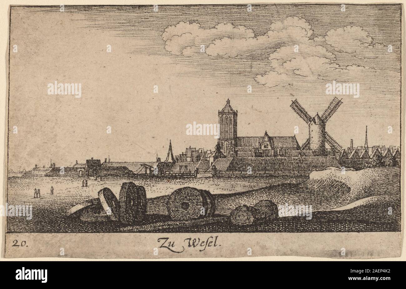 Engraving by Wenceslaus Hollar from 1635 depicting the town of Wesel ...