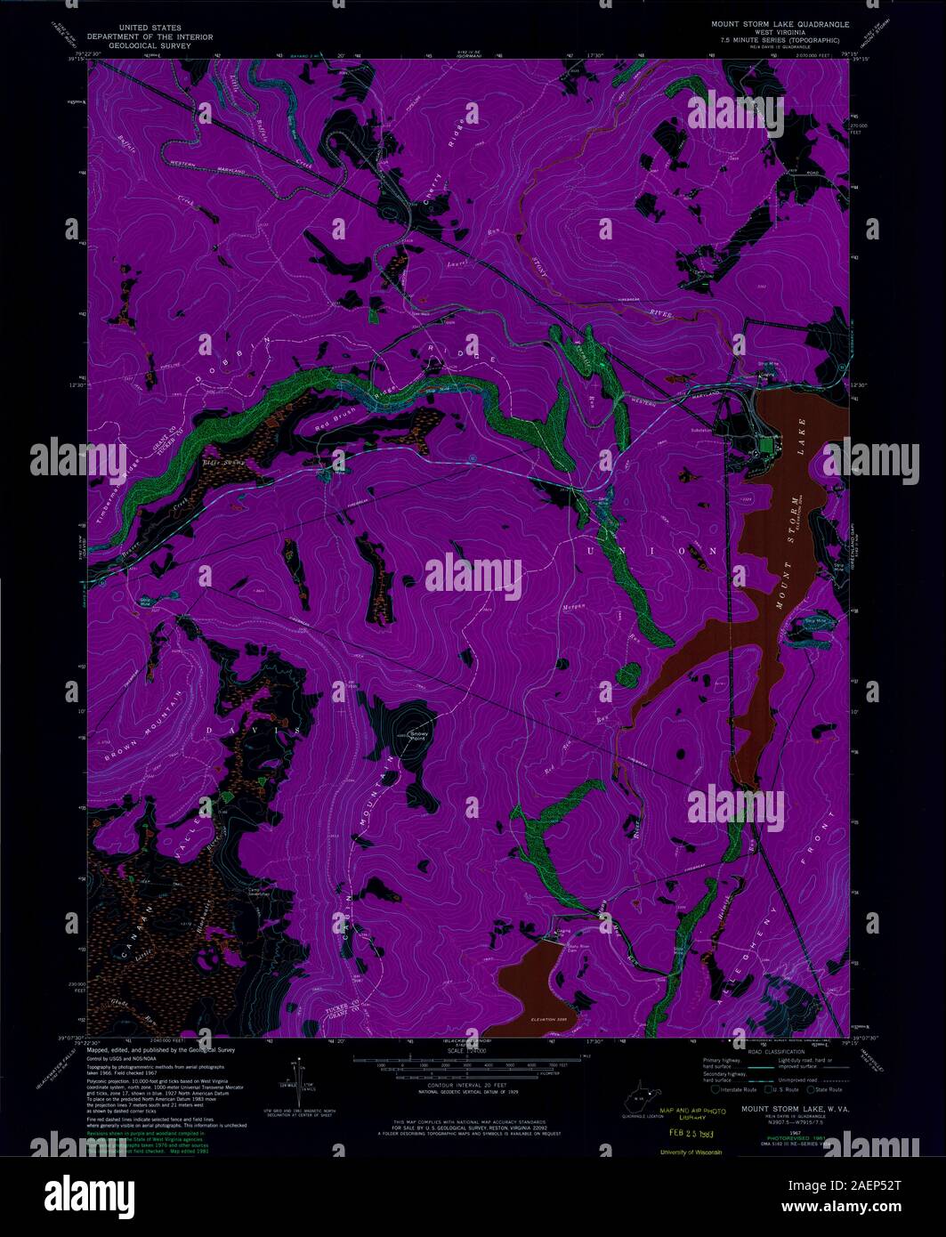 WV Mount Storm Lake 701113 1967 24000 Inverted Stock Photo - Alamy