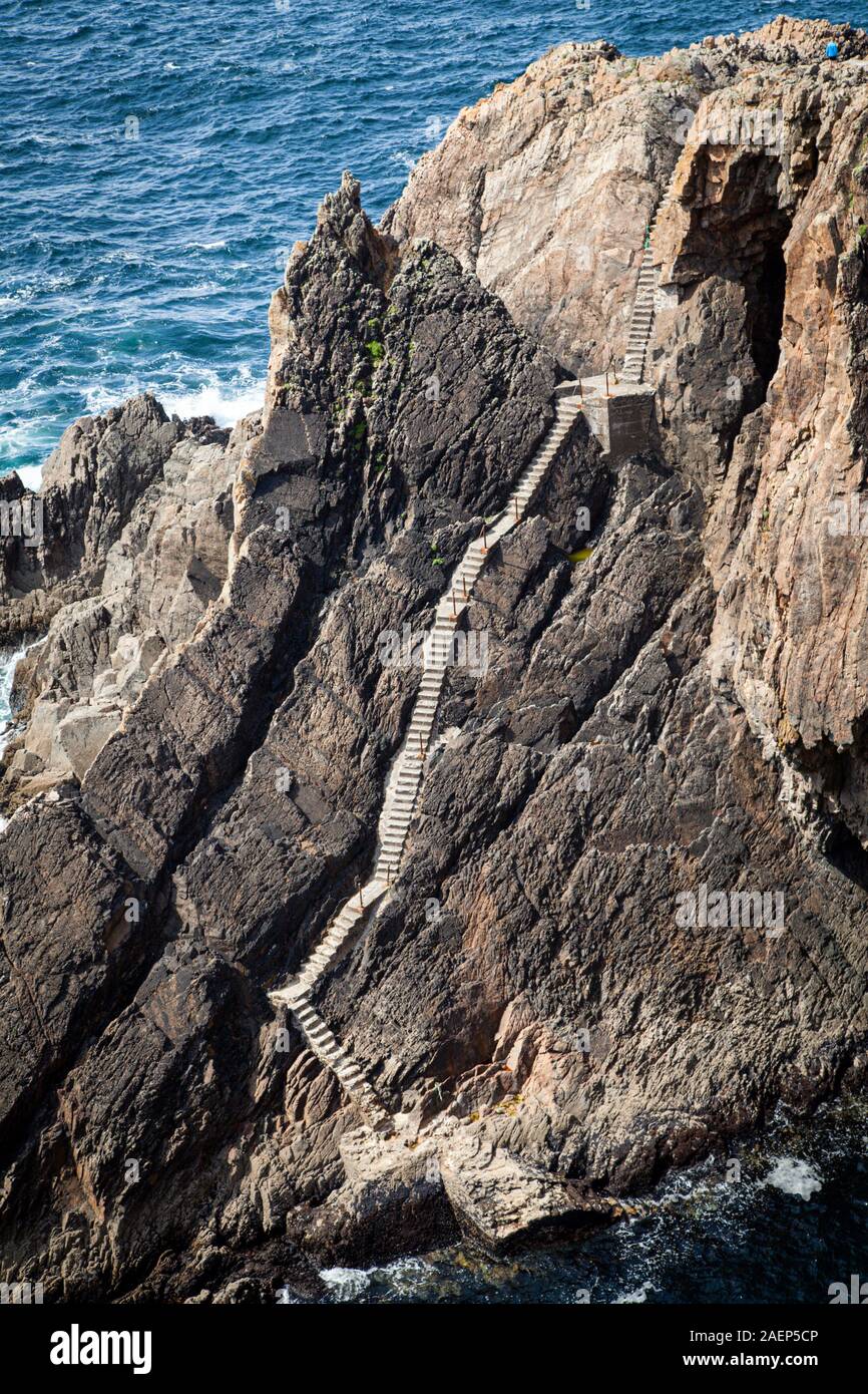 The steep Cliff steps on Aranmore Island off the coast of Donegal in ...