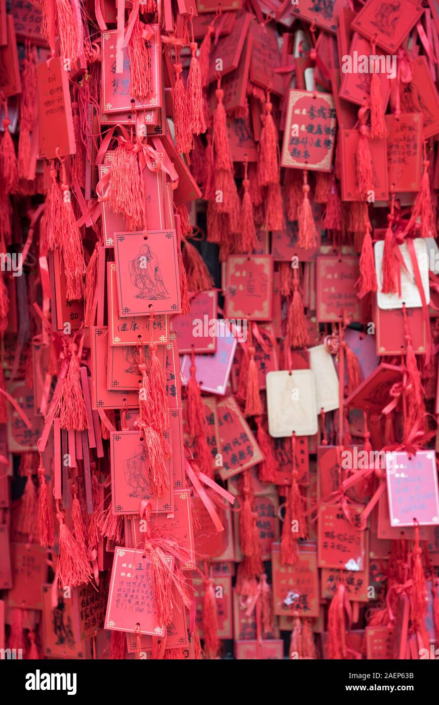 March 8, 2019: Lucky charm tokens in Confucian Temple, Jianshui, Yunnan ...