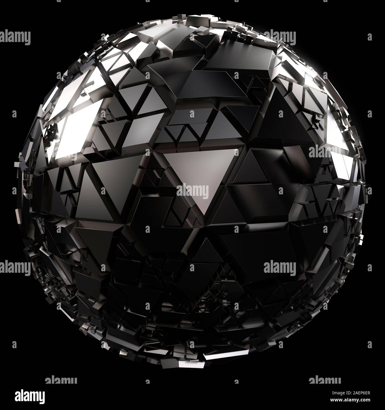 3D Render of an Abstract Spherical Form isolated on black background ...
