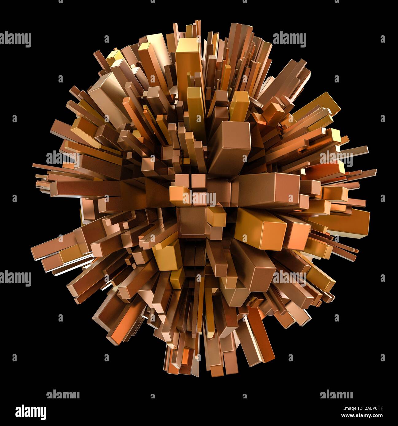 3D Render of an Abstract Spherical Form with Extruded Squares isolated ...