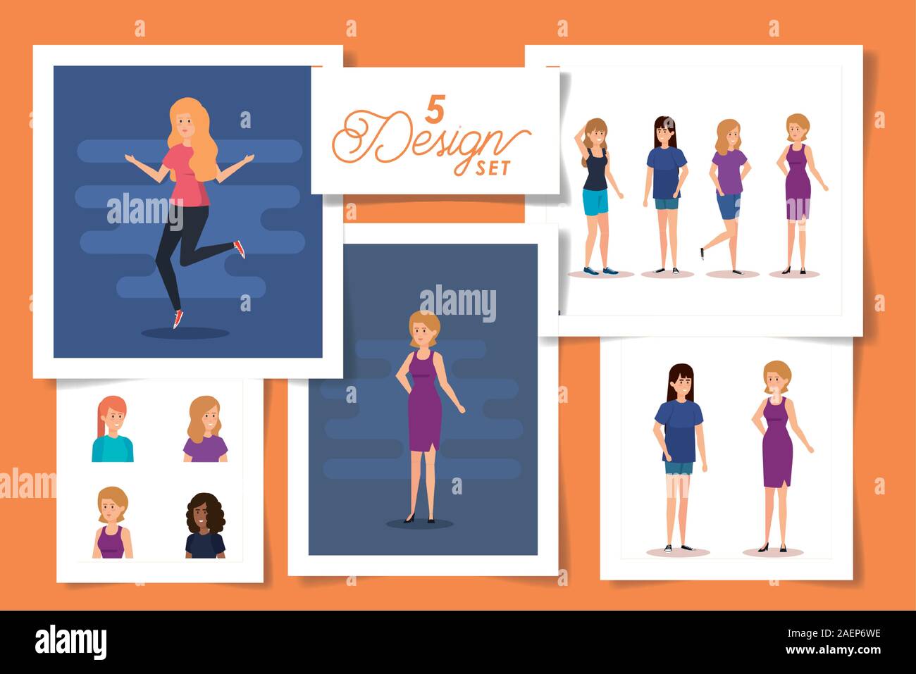 set five designs of young womens Stock Vector Image & Art - Alamy