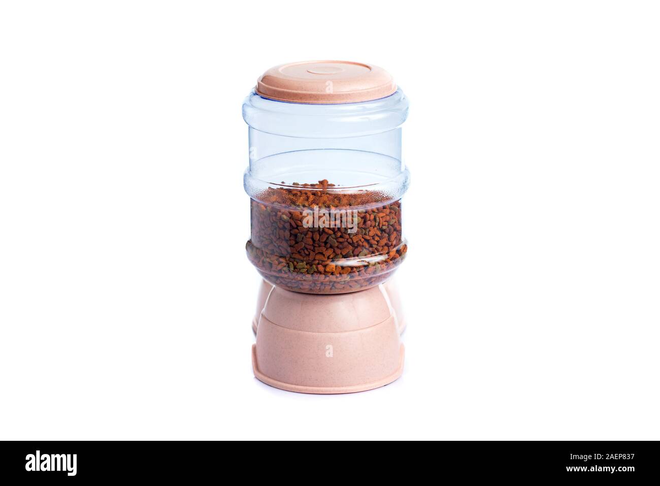 Pet Dry Food Storage Meal Feeder Dispenser or pet food dispenser on a ...