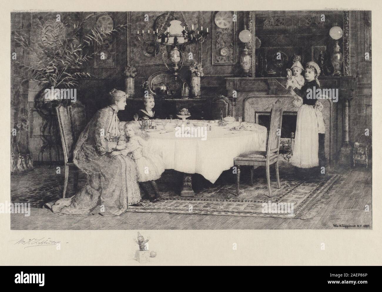 Painting or drawing by William H. Lippincott from 1887 depicting ...