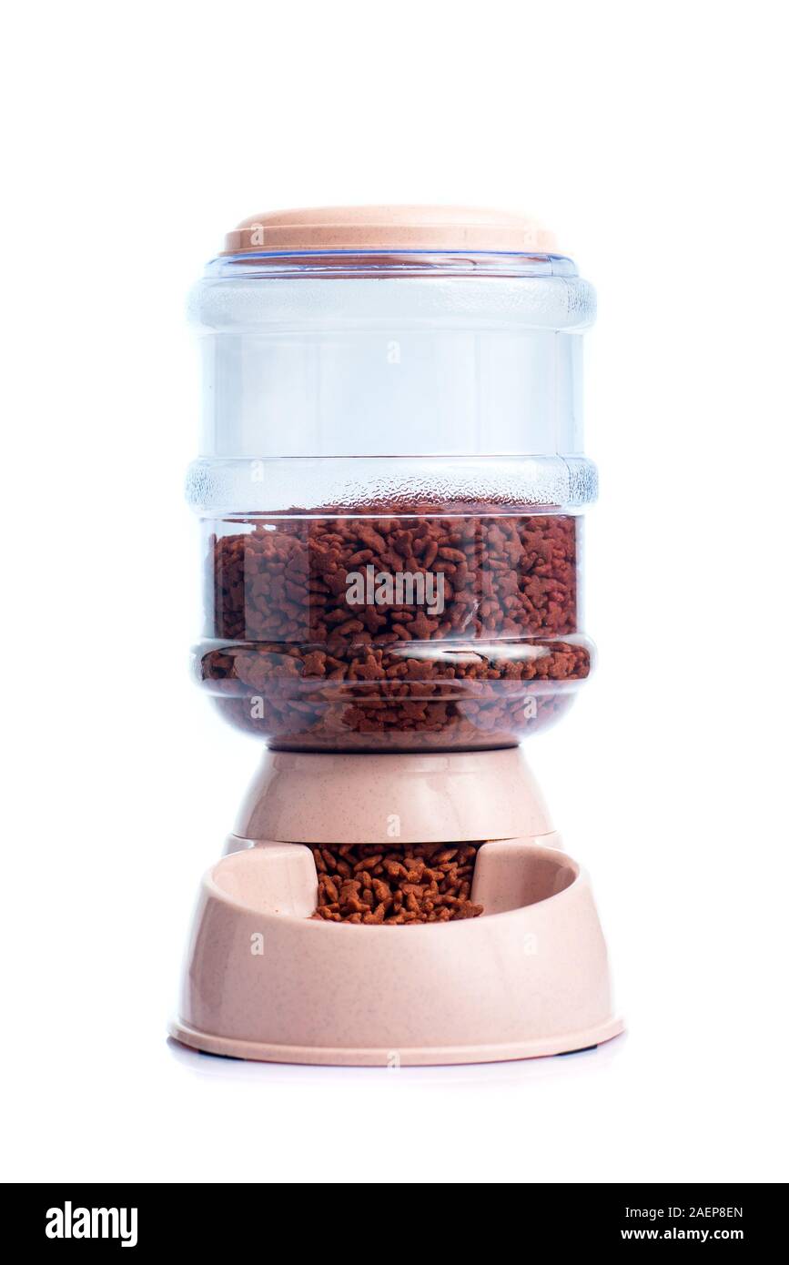 Pet Dry Food Storage Meal Feeder Dispenser or pet food dispenser on a ...