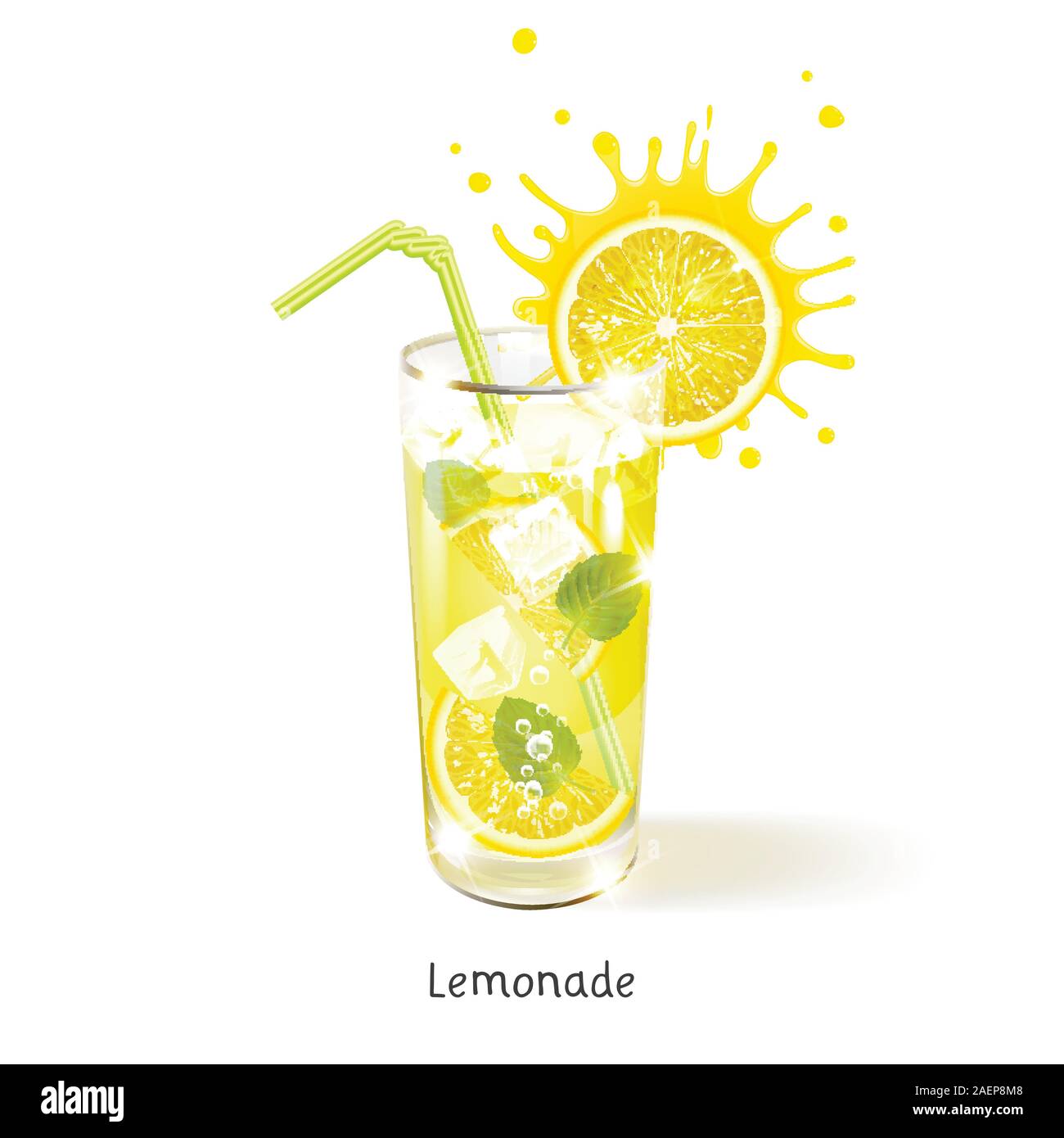 Lemonade in glass refreshing Stock Vector Images - Alamy