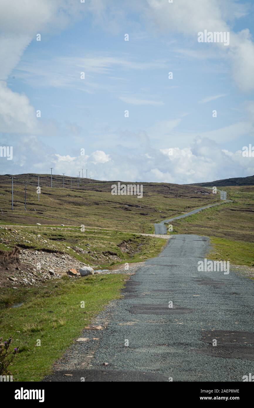 A winding road on Aranmore Island off the coast of Donegal in Ireland ...
