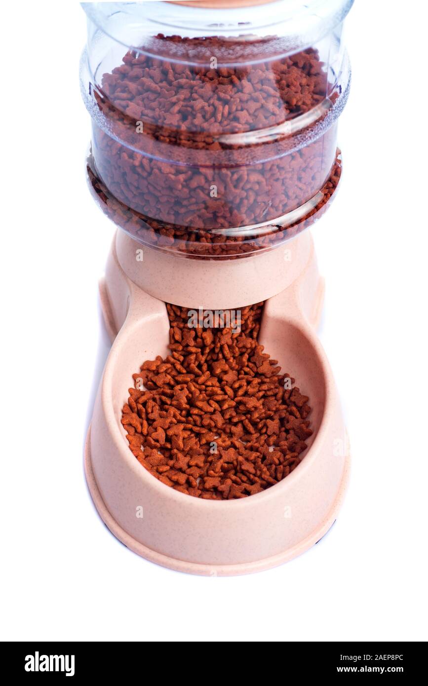 Pet Dry Food Storage Meal Feeder Dispenser or pet food dispenser on a ...