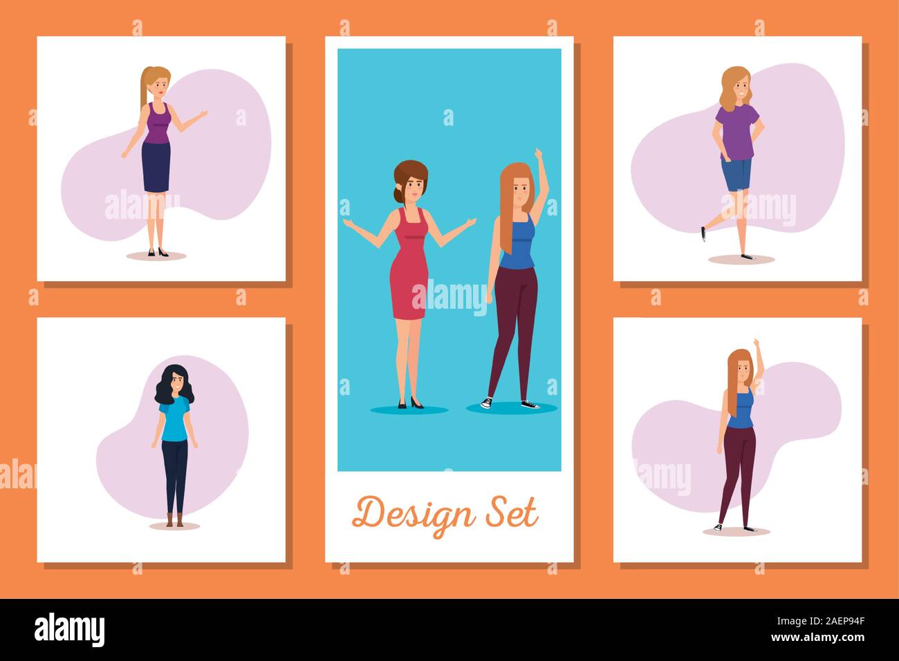 set designs of young women vector Stock Vector Image & Art - Alamy