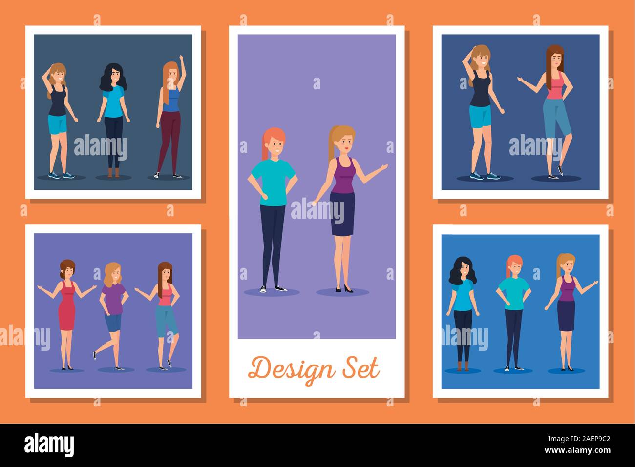set designs of young women vector Stock Vector Image & Art - Alamy