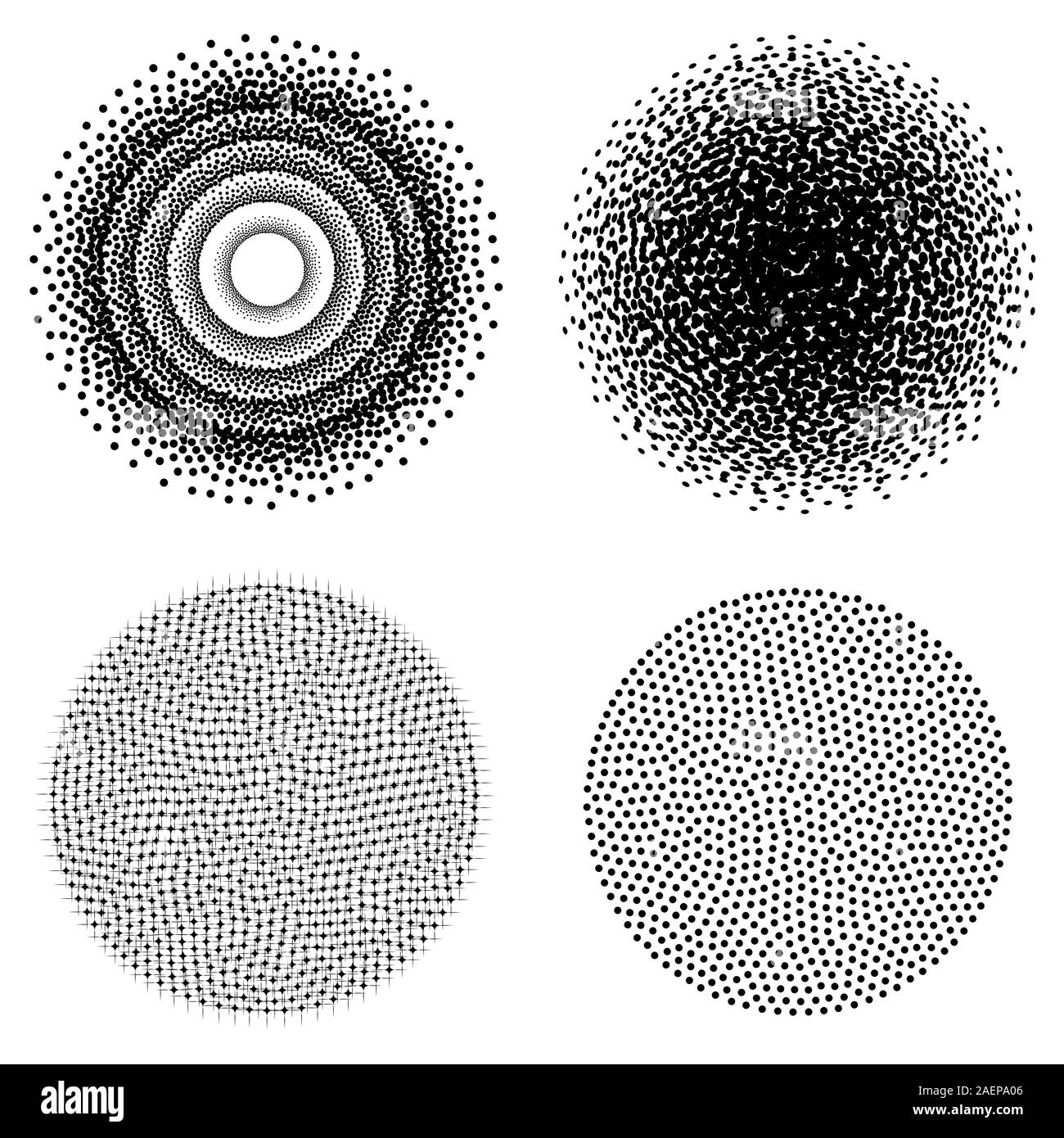 Abstract round background consists of black dots on a white background ...