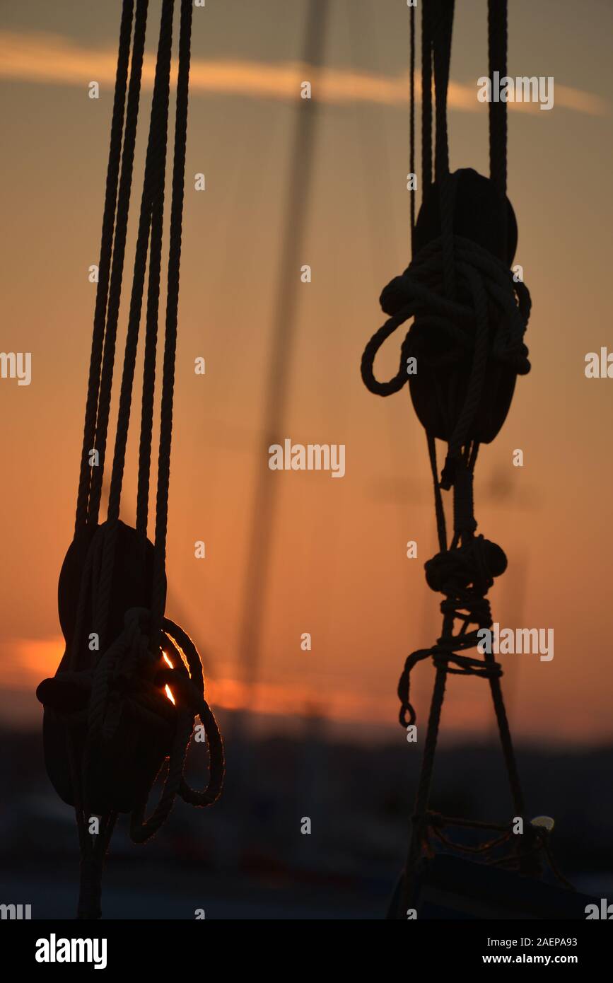 Old rigging ropes at sunset Toulon Var France Stock Photo - Alamy