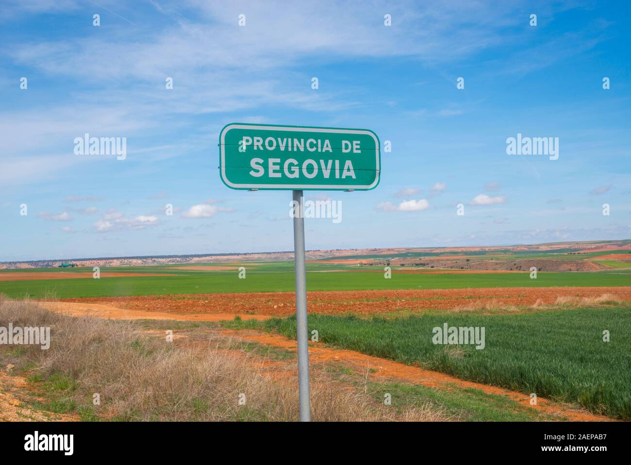 Road sign indicating Segovia province. Segovia, Castilla Leon, Spain ...