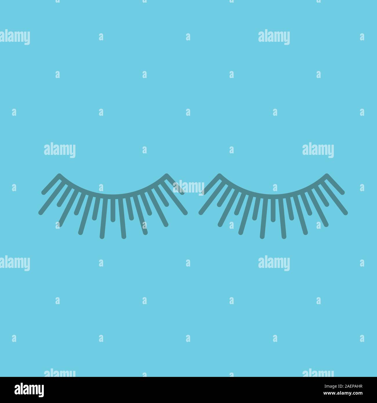 Eyelashes extension linear icon. Thin line outline symbols on color ...