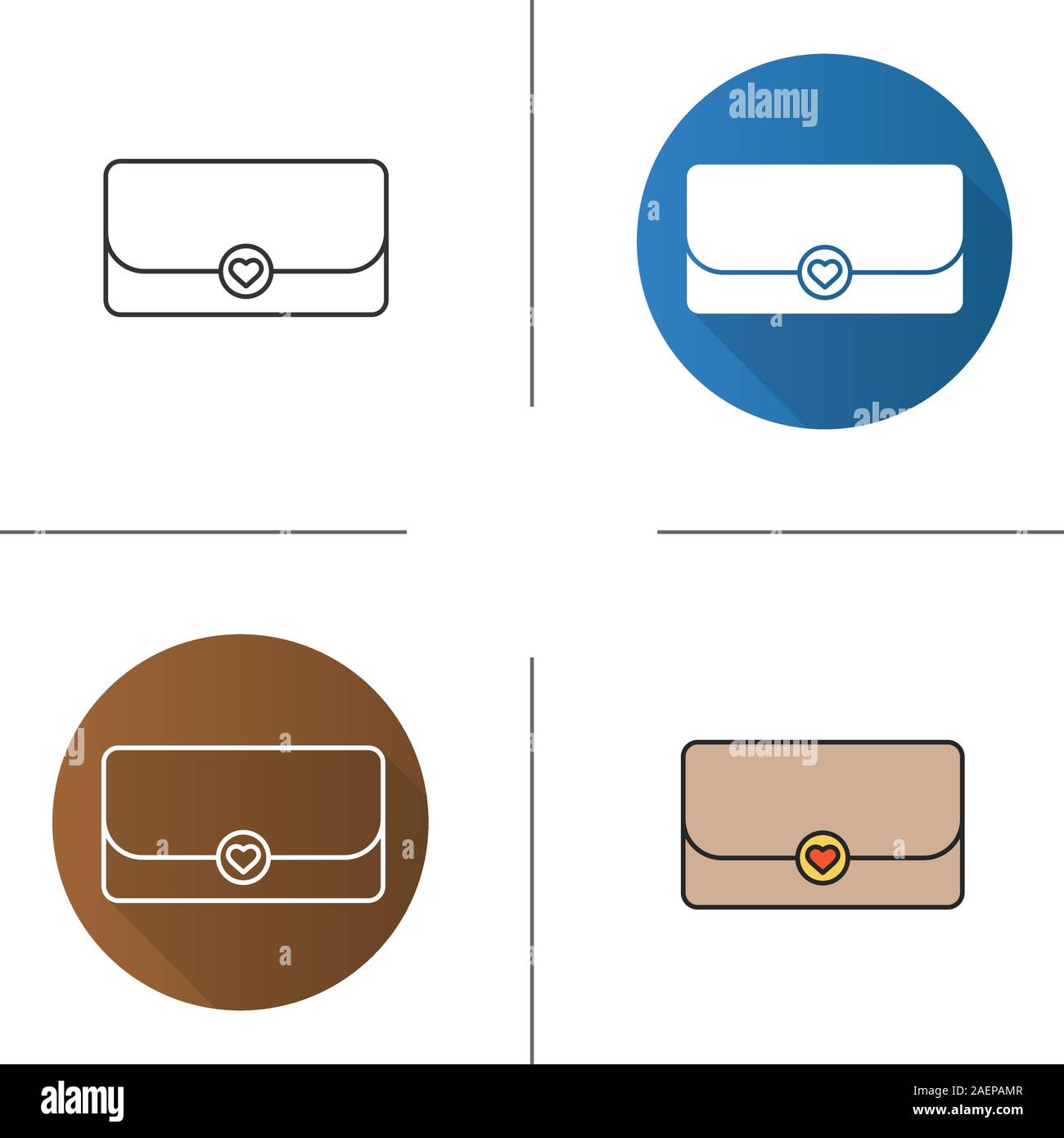 Clutch bag icon. Flat design, linear and color styles. Isolated vector ...
