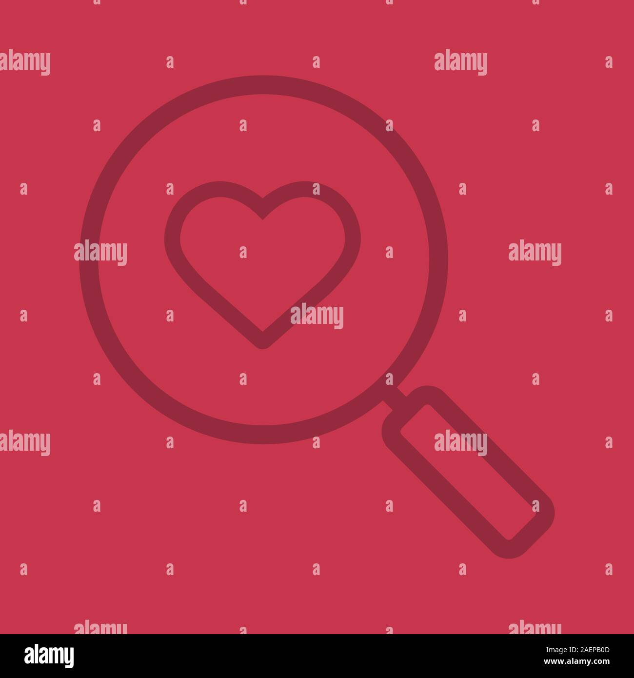 Love search linear icon. Magnifying glass with heart shape. Thick line ...