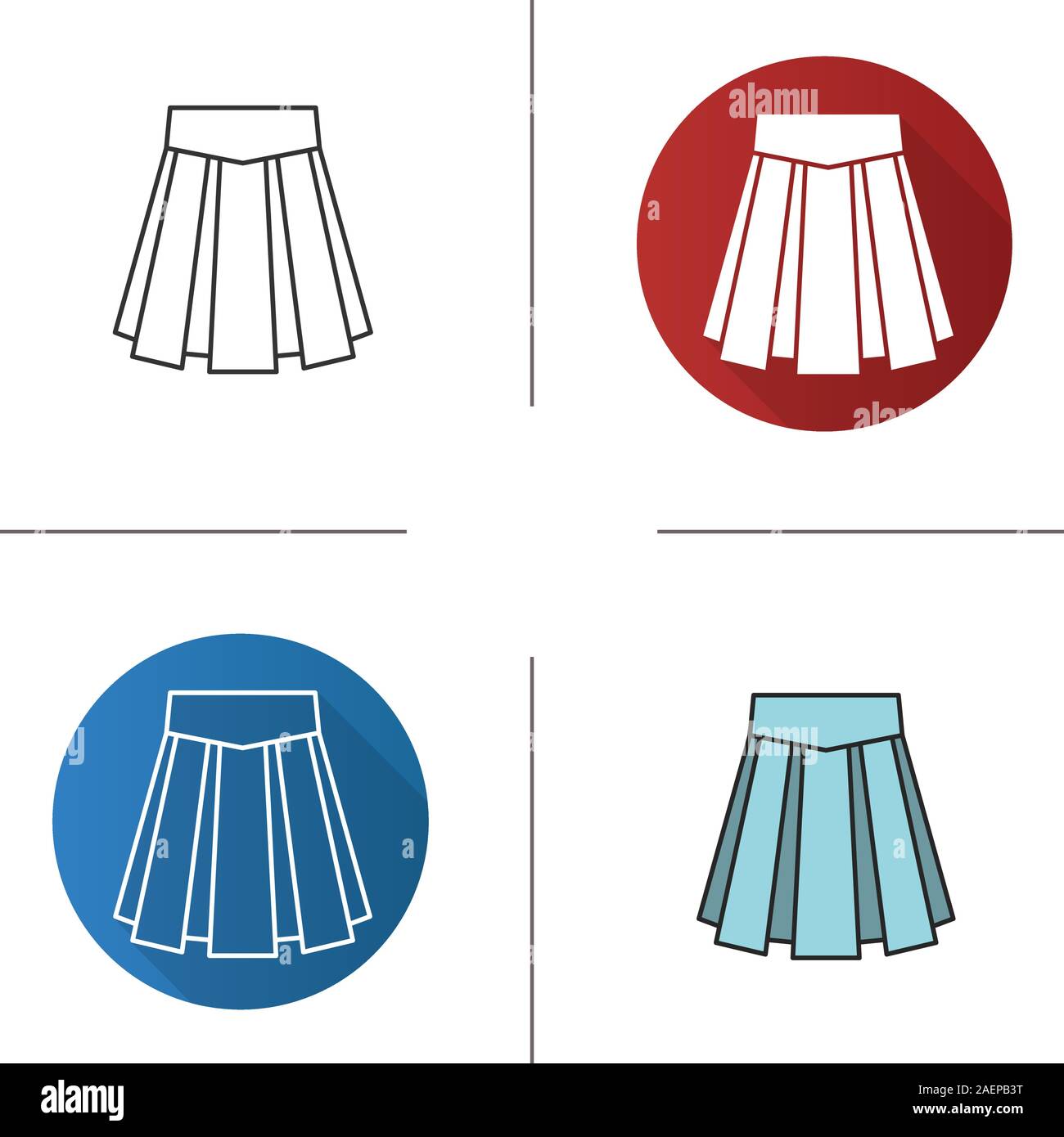 Skirt icon. Flat design, linear and color styles. Isolated vector ...