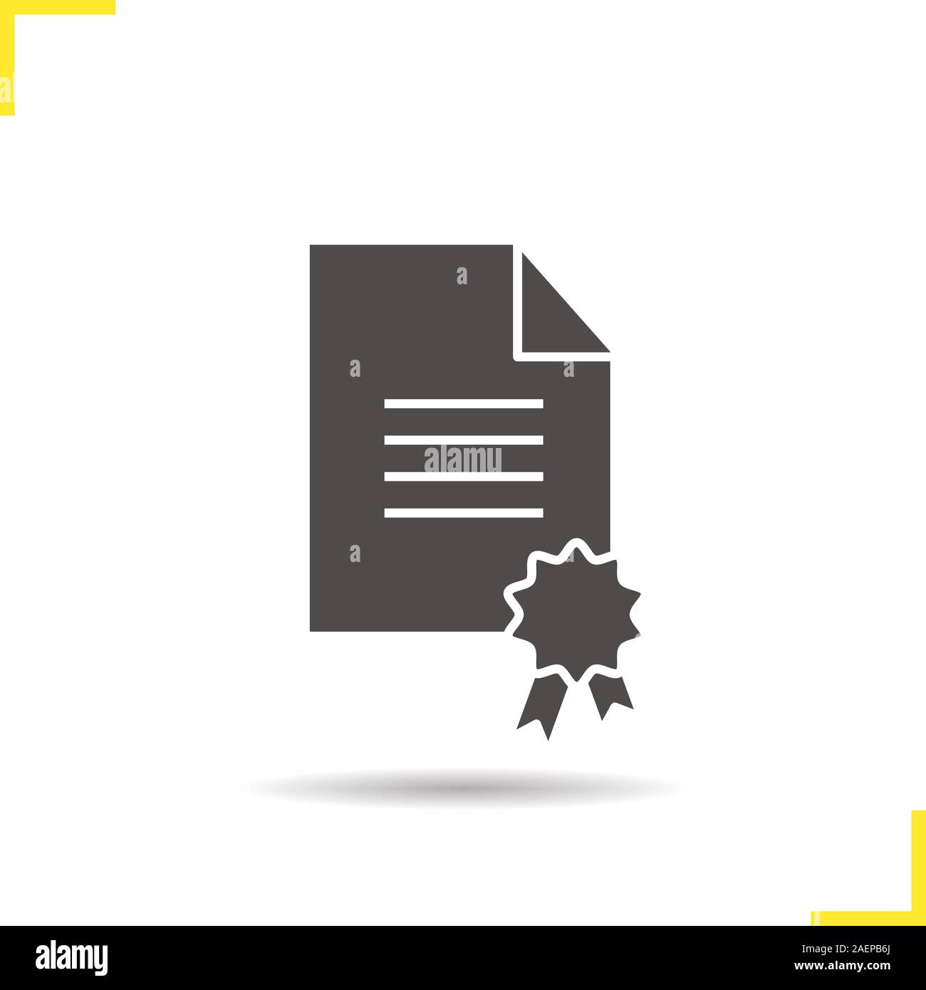 Diploma glyph icon. Drop shadow silhouette symbol. School certificate ...