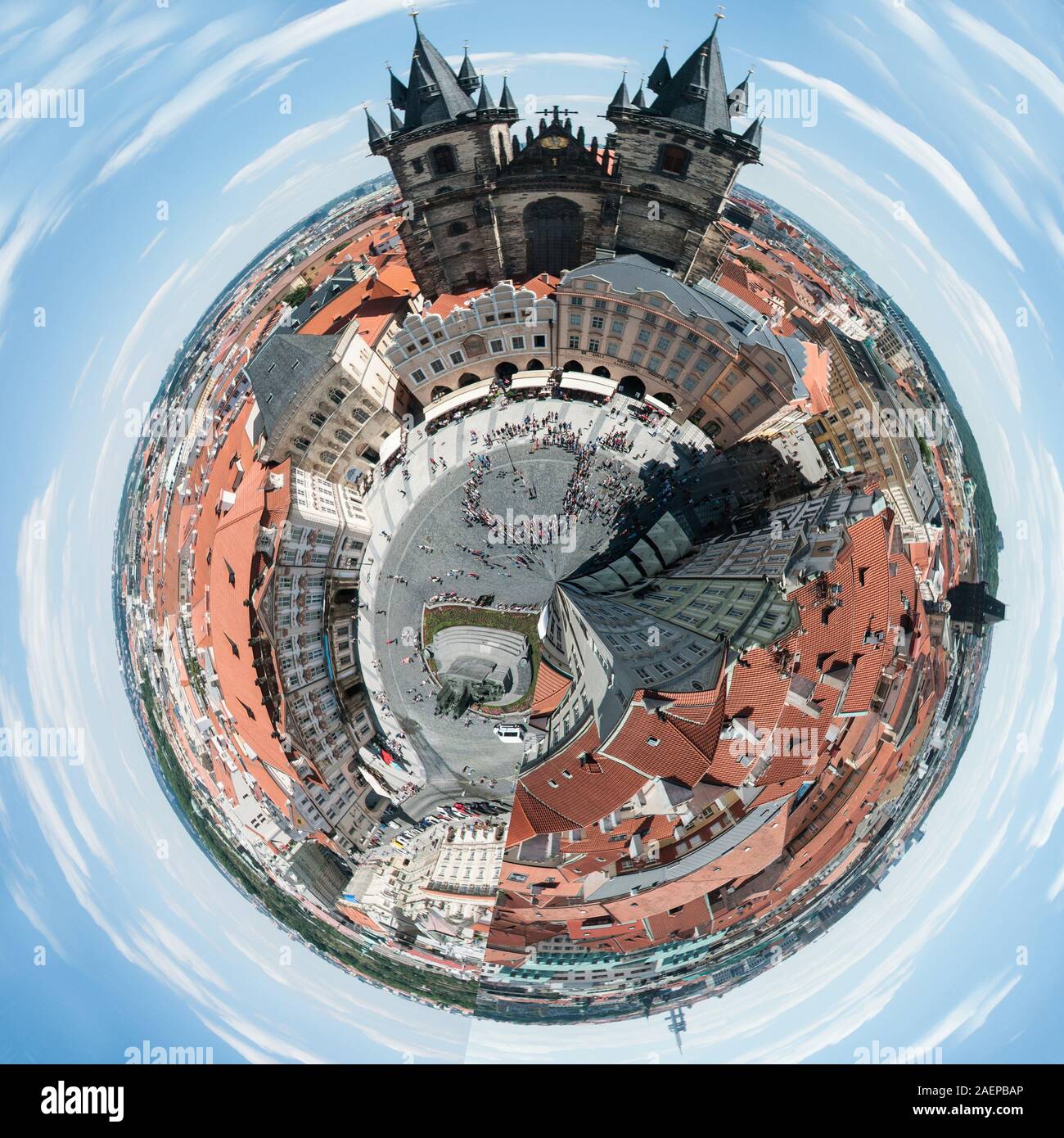 Little Planet Effect - Old Town Square, Prague - with a twist! Stock ...