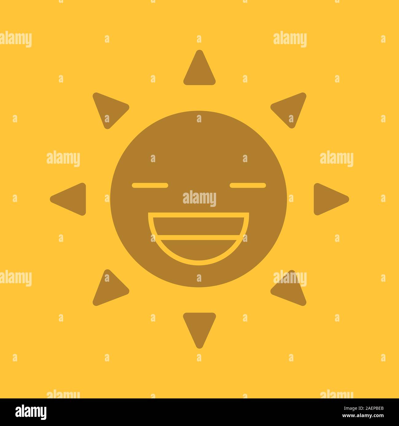 Laughing sun smile glyph color icon. Summertime. Silhouette symbol ...