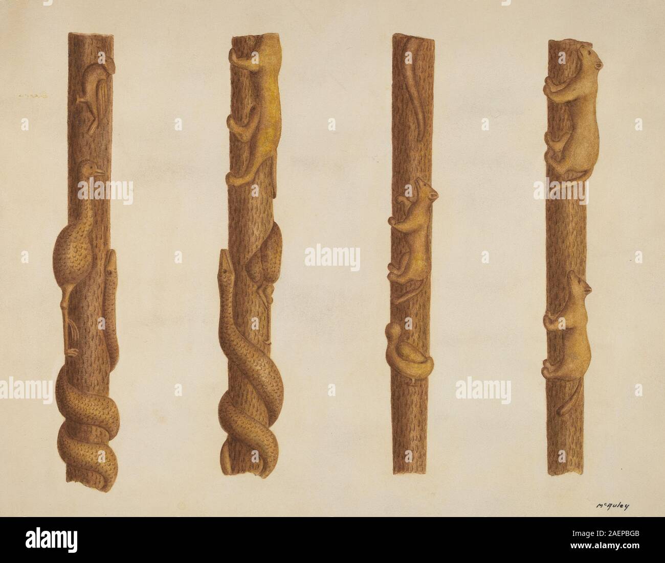 William McAuley, Walking Stick, c 1940, Walking Stick; c. 1940 Stock ...