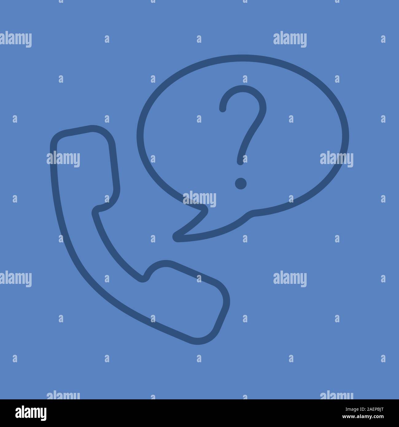 Ask question by phone linear icon. Handset with question mark inside ...