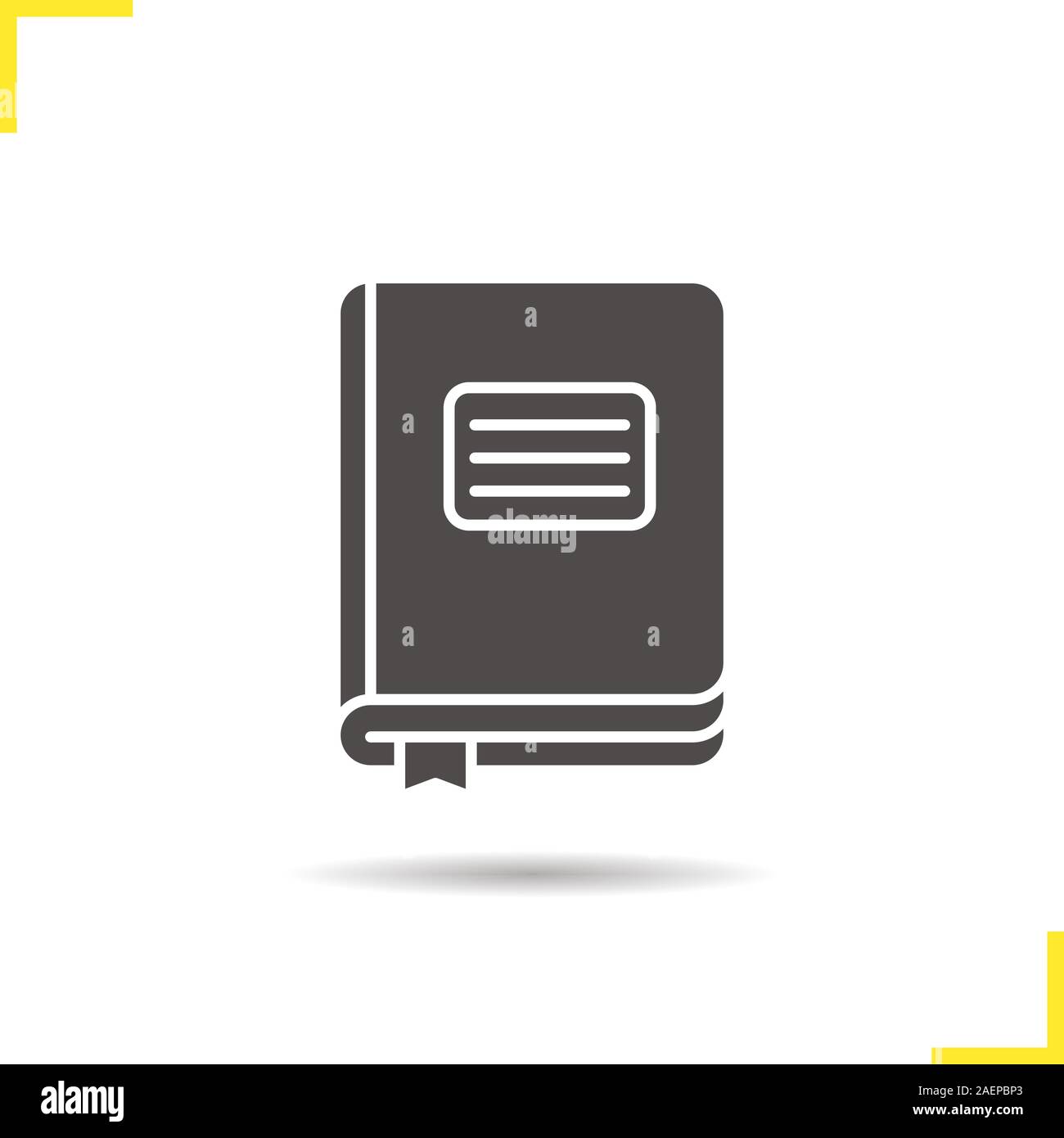 Diary notebook glyph icon. Drop shadow silhouette symbol. School ...