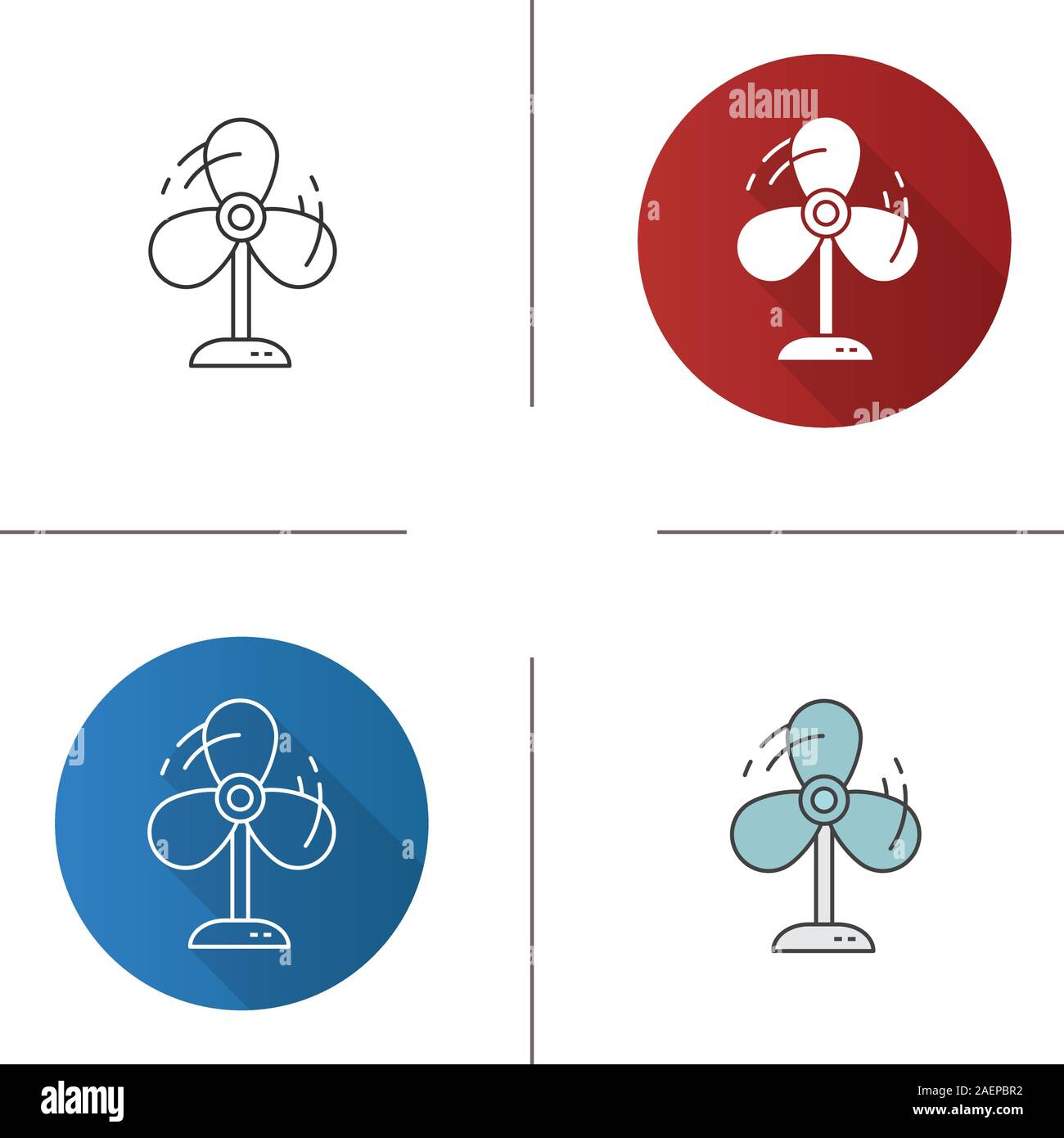 Fan icon. Flat design, linear and color styles. Ventilator. Isolated ...