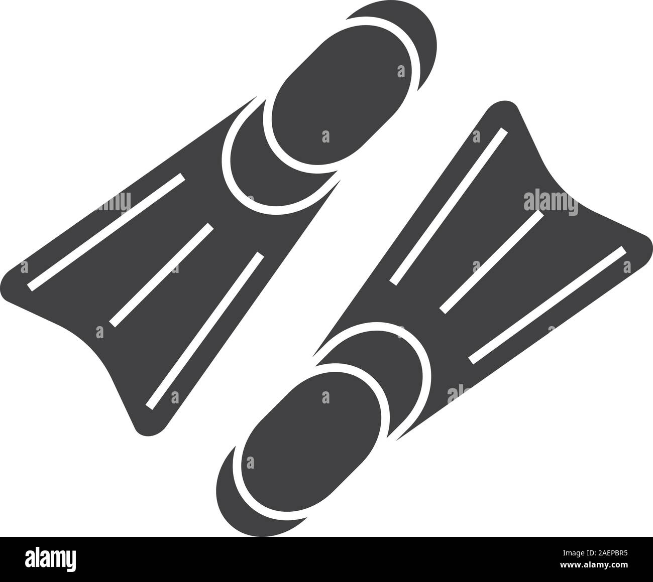 Flippers glyph icon. Silhouette symbol. Scuba diving fins. Negative ...