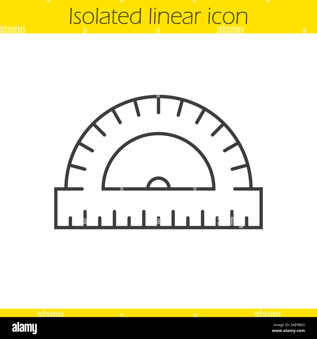 School protractor linear icon. Ruler thin line illustration. School ...
